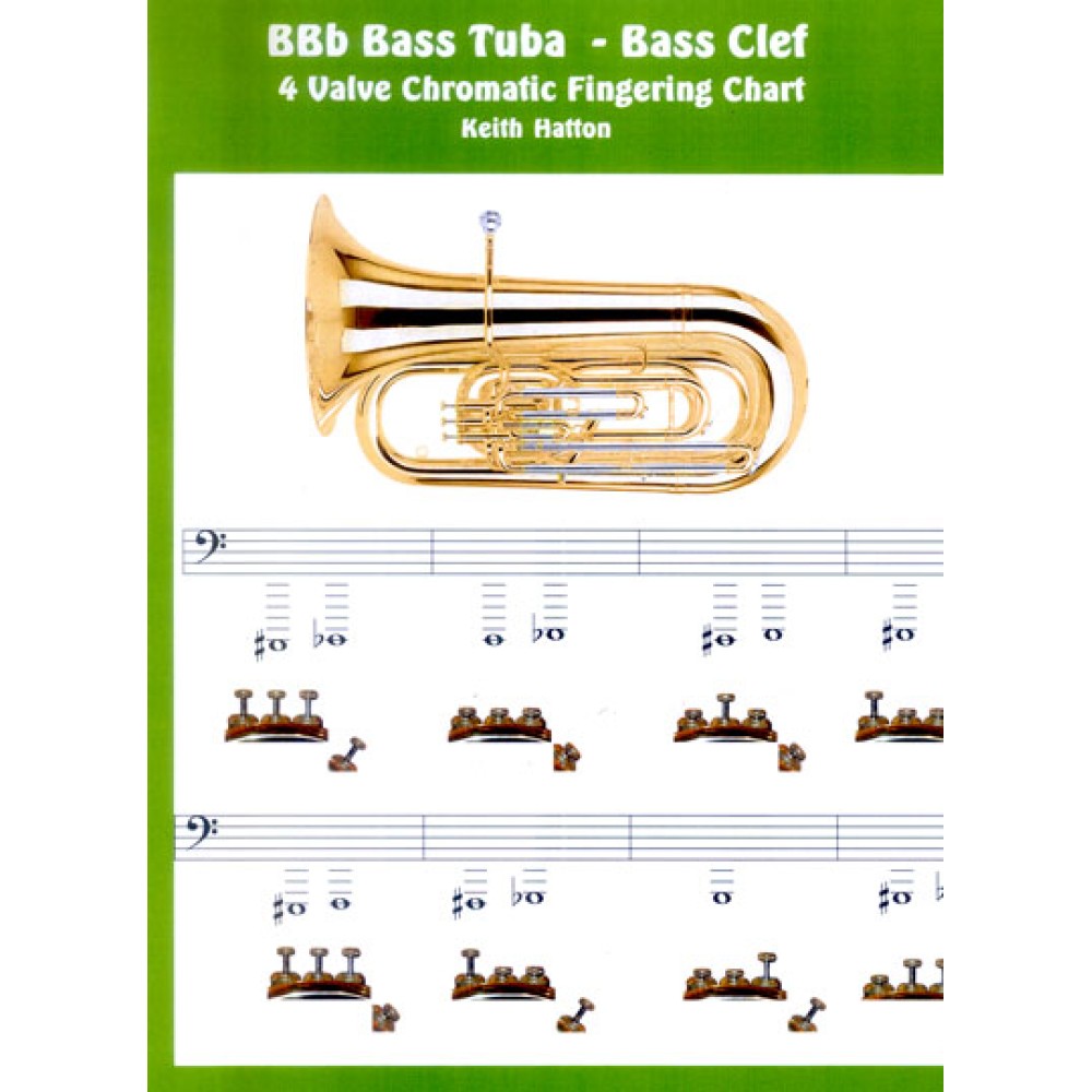 4 Valve BBb Bass Tuba Bass Clef Chart