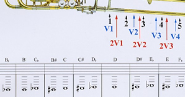 Professional Bass Trombone Chromatic Slide Chart